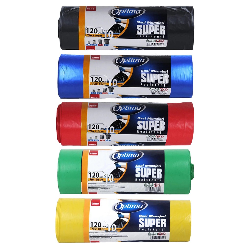 Saci gunoi menajer super rezistenti, SANO Professional Optima, 120 L ...