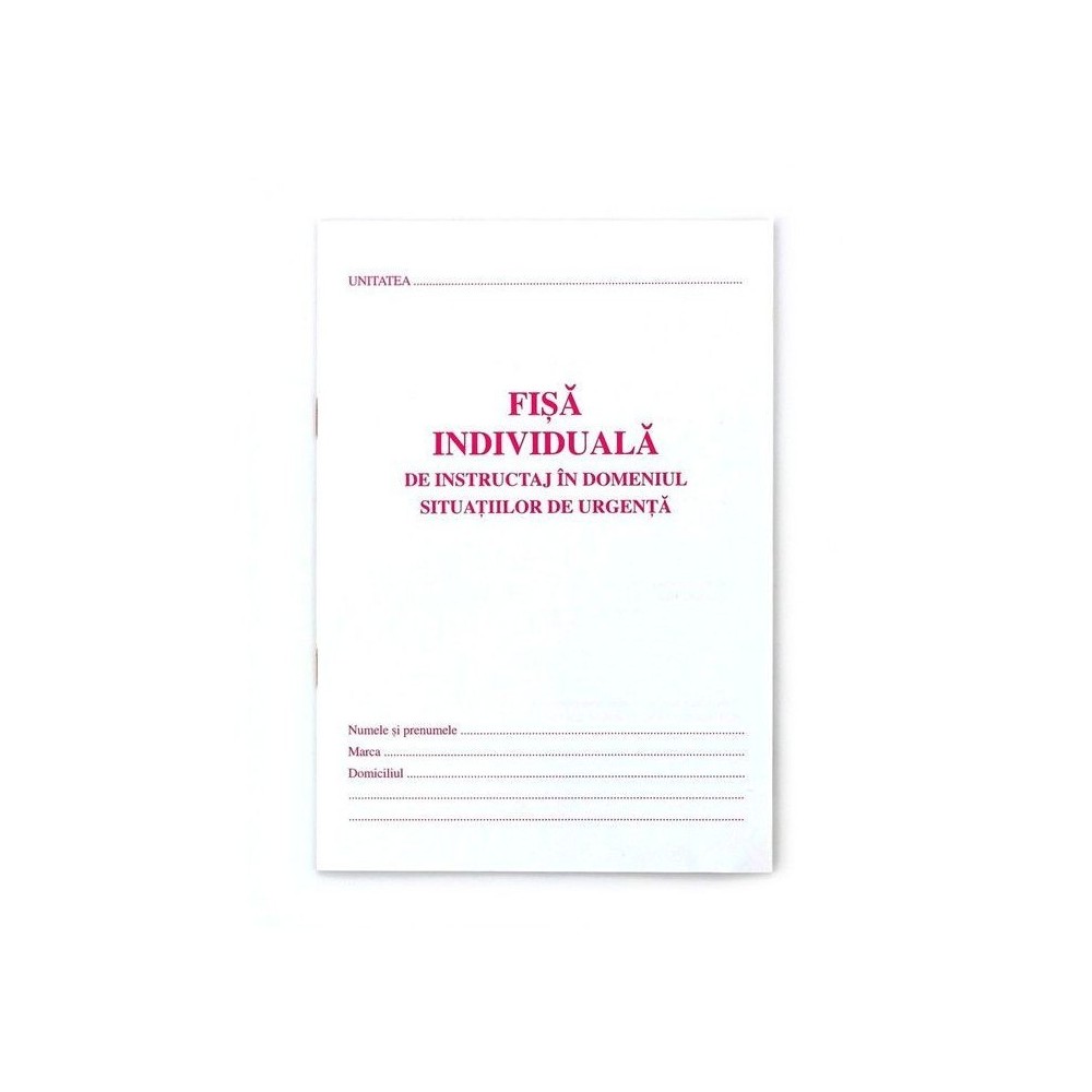 Fisa individuala PSI ISU, A5, 8 file, tipar fata-verso, capsat