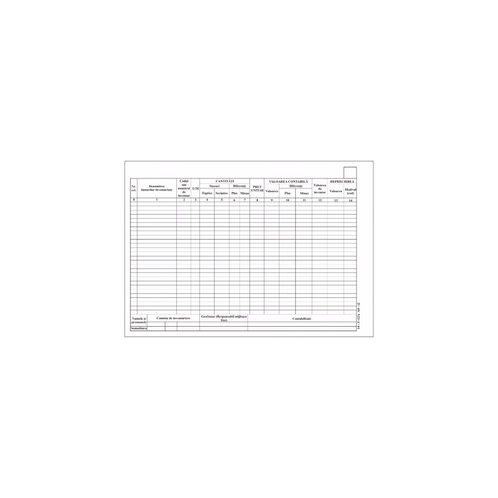 Lista inventariere orizontala
